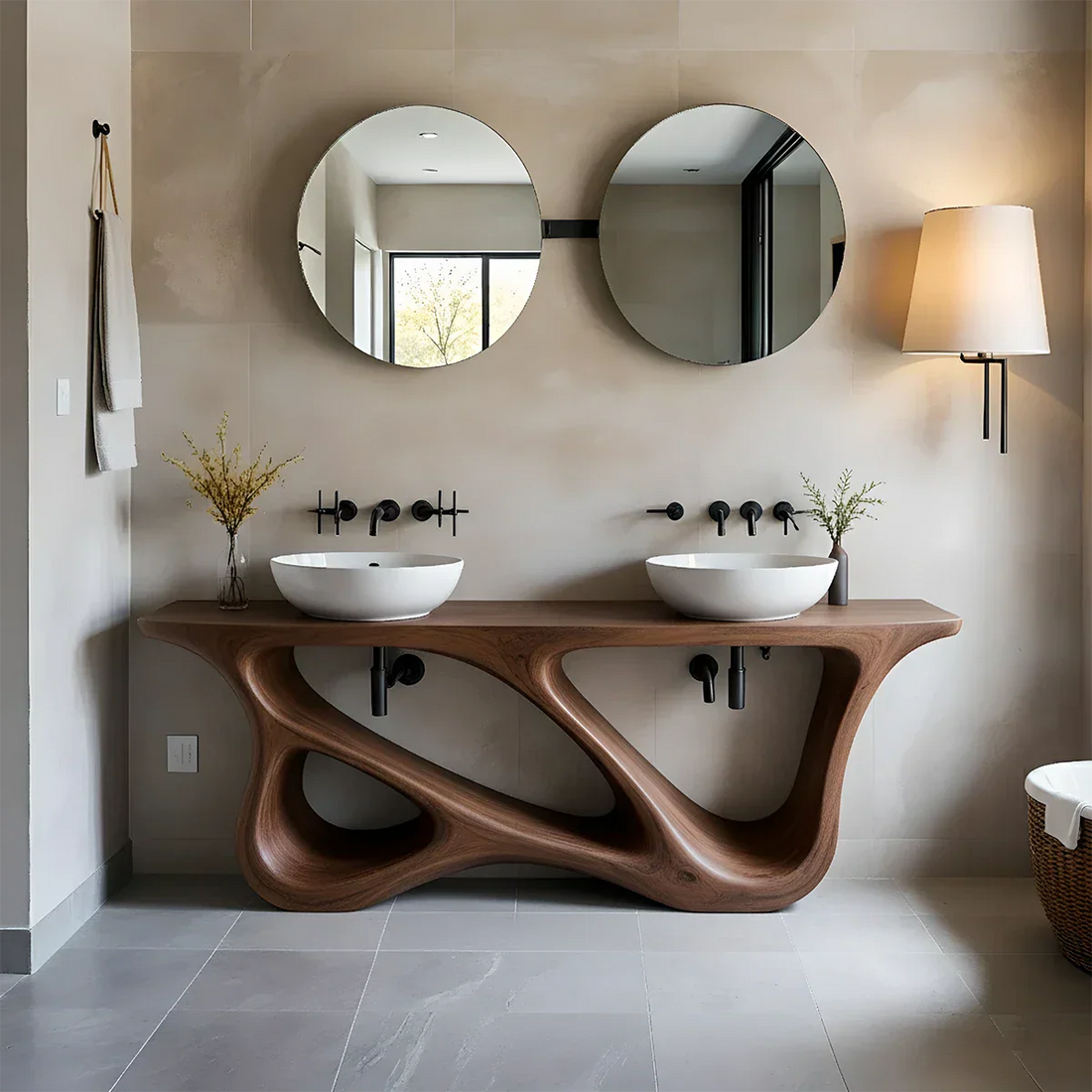 Sculpted Symmetry: The Art of Dual Elegance in Walnut Wood Design – Rustira