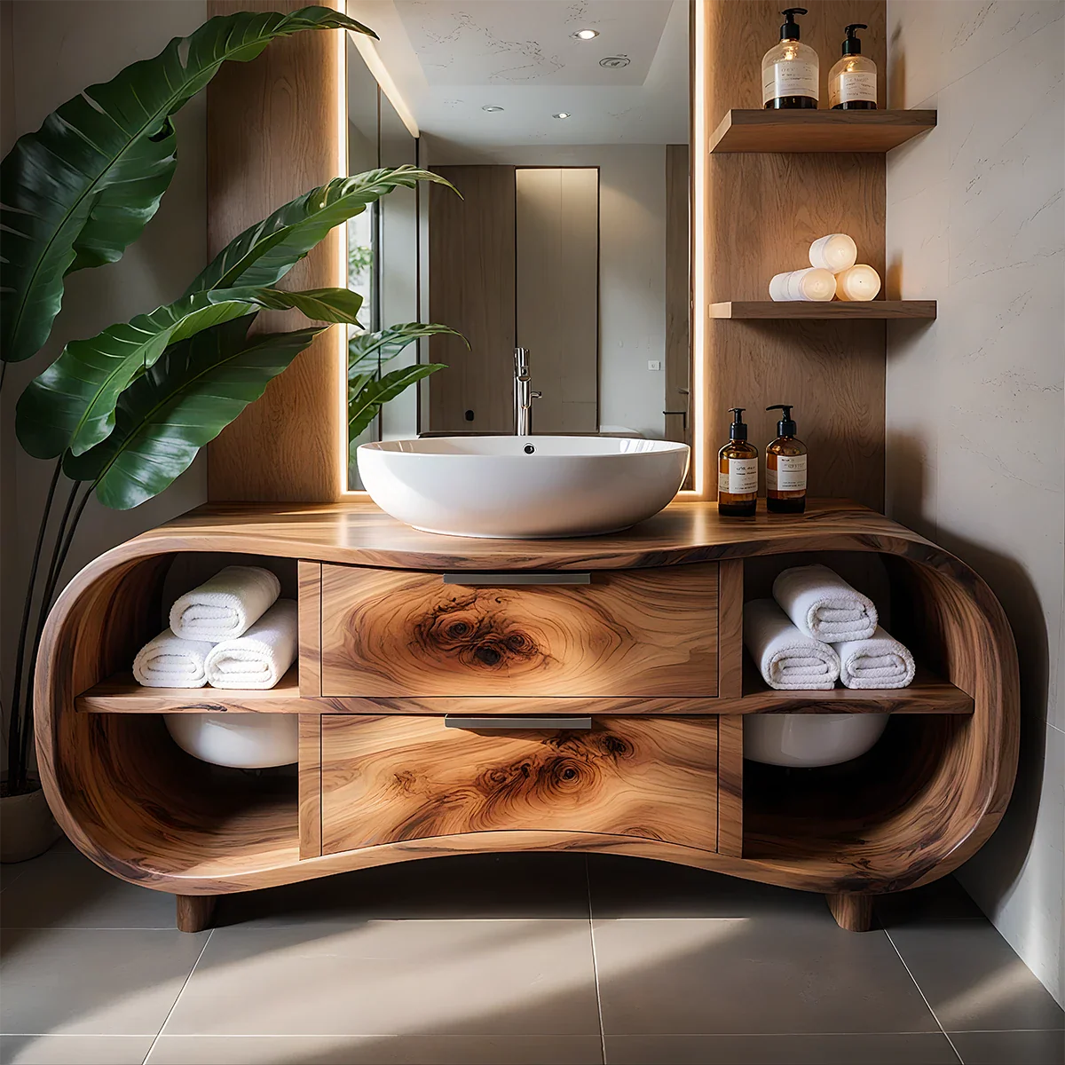 Flowline Bathroom Vanity – Solid Wood Contemporary – Rustira